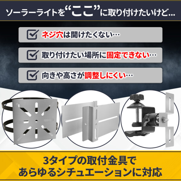 Heptus 【場所を選ばず簡単取付】 取付金具 ソーラーライト 防犯カメラ 角柱 カーポート ねじ固定 | Heptus